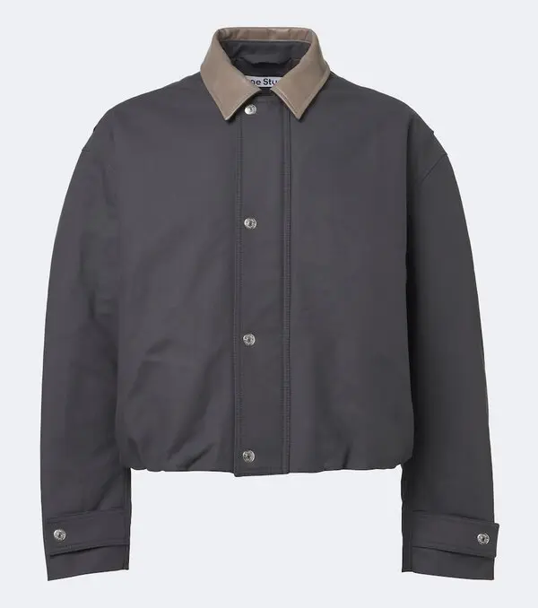 Acne Studios Leather-trimmed Cropped Cotton Satin Jacket