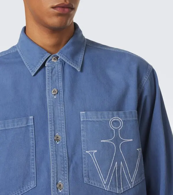 JW Anderson Embroidered Oversized Cotton Twill Shirt