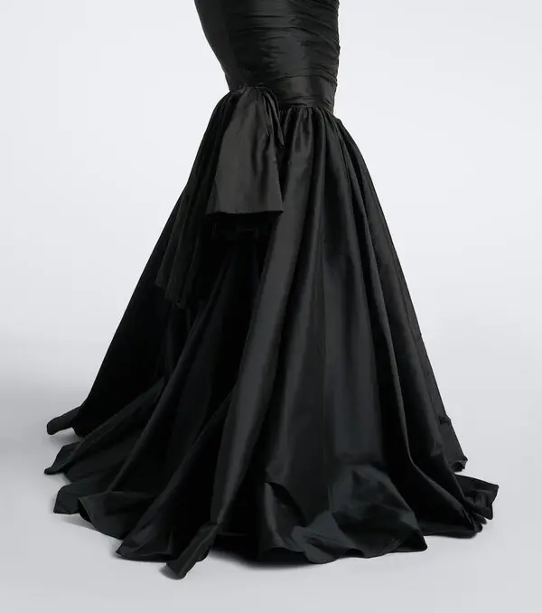 LA FUORI Là Fuori Gilded Geo Draped Sequined Bustier Gown