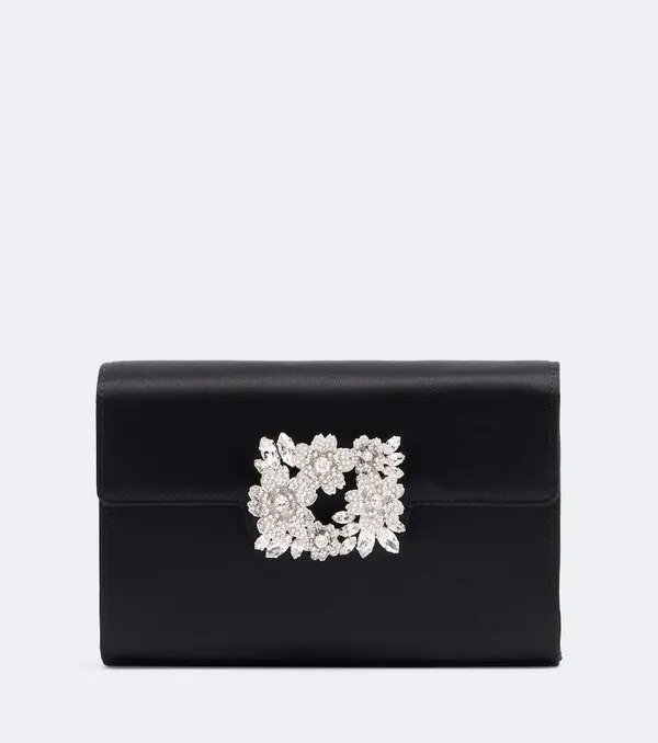 ROGER VIVIER Efflorescence Mini Embellished Satin Clutch