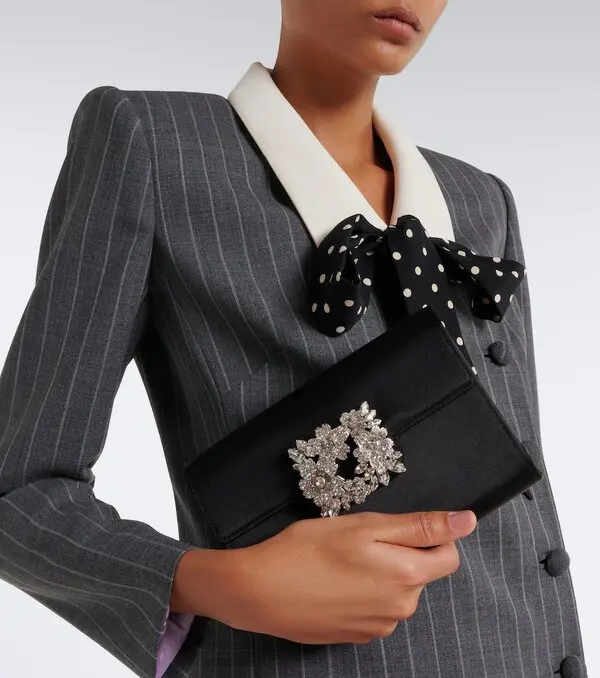 ROGER VIVIER Efflorescence Mini Embellished Satin Clutch