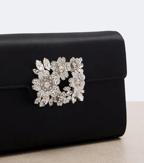 ROGER VIVIER Efflorescence Mini Embellished Satin Clutch