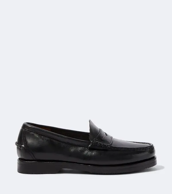 Visvim Fabro-folk Leather Penny Loafers - Black