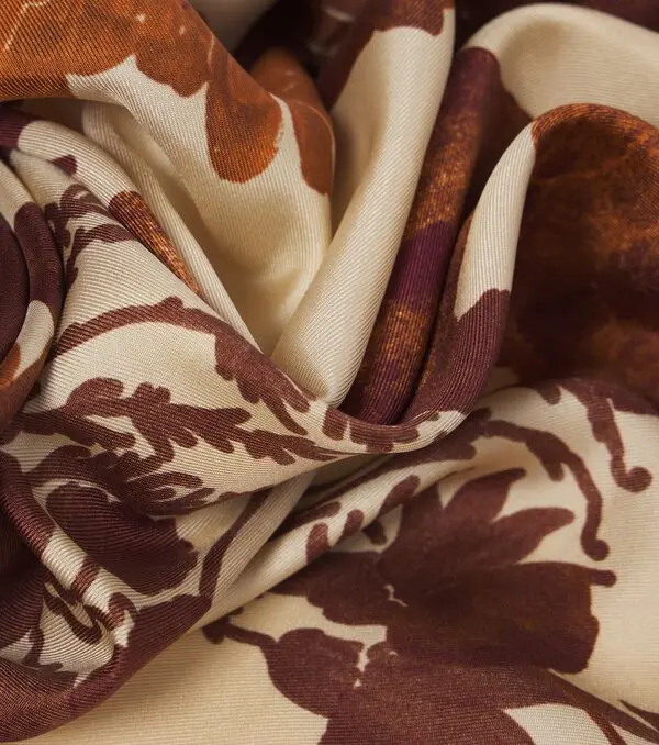 La DoubleJ Coven Reversible Fringed Silk Twill Scarf - Brown