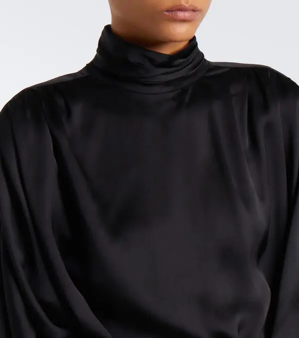 Balmain Bow-detail Silk Satin Blouse