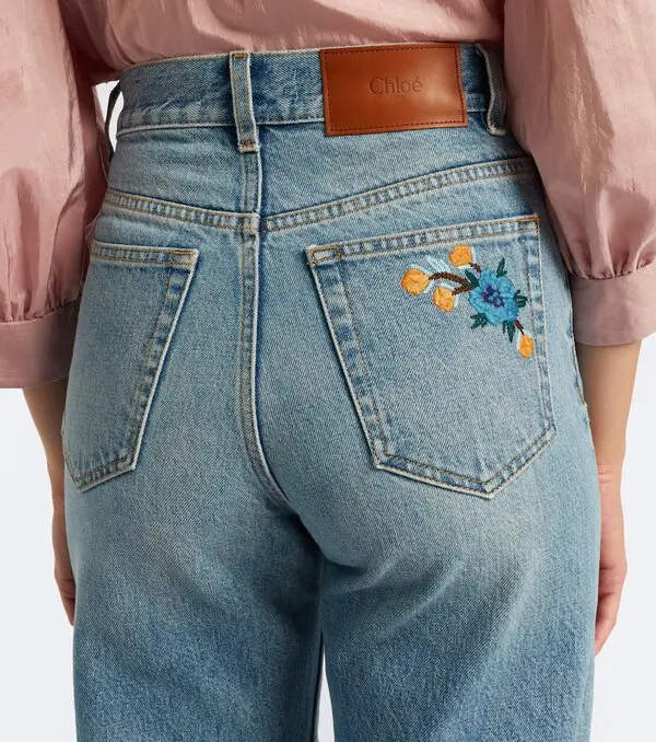 Chloé Embroidered Straight Jeans