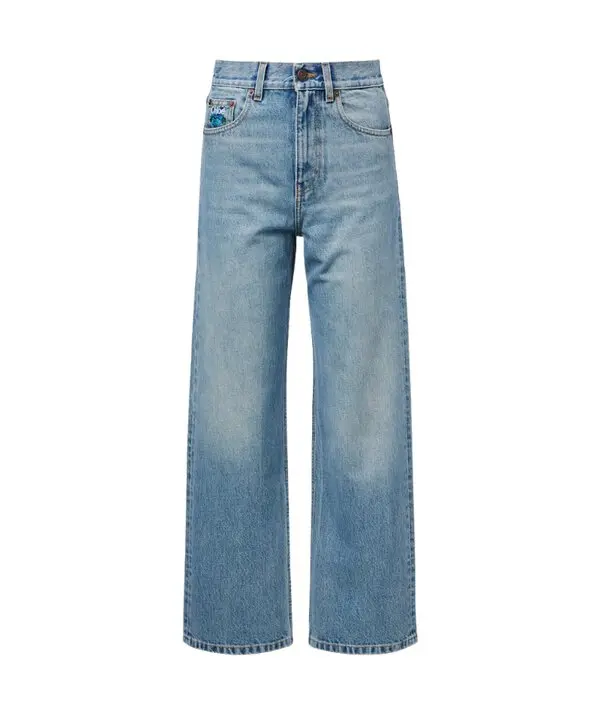 Chloé Embroidered Straight Jeans - Blue