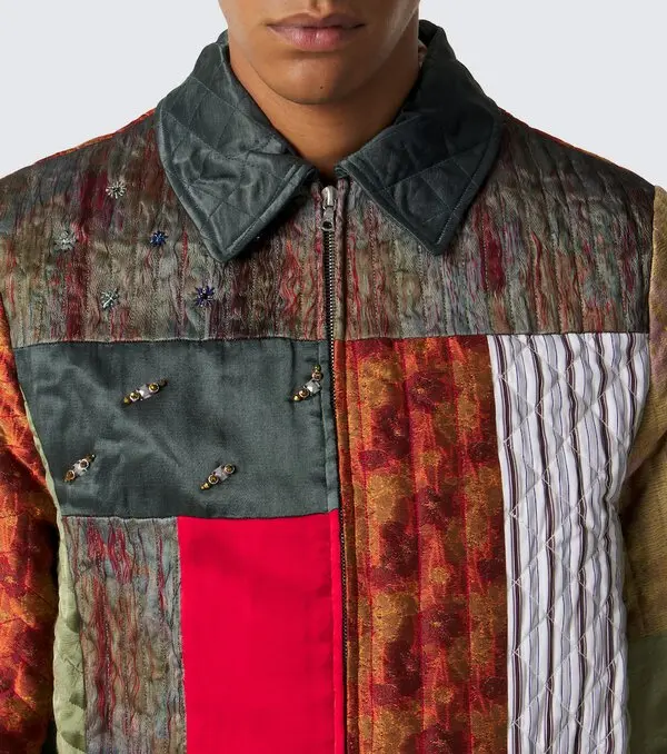 Dries Van Noten Embellished Patchwork Blouson Jacket