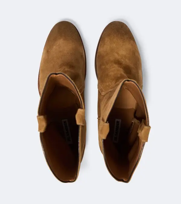 JIL SANDER Distressed Suede Ankle Boots