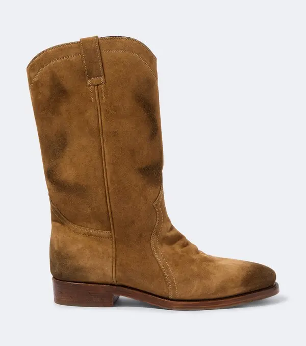 JIL SANDER Distressed Suede Ankle Boots