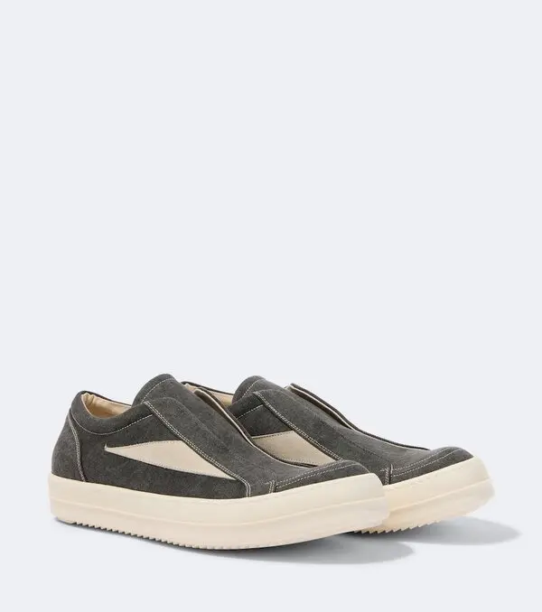 Rick Owens Suede-trimmed Slip-on Shoes