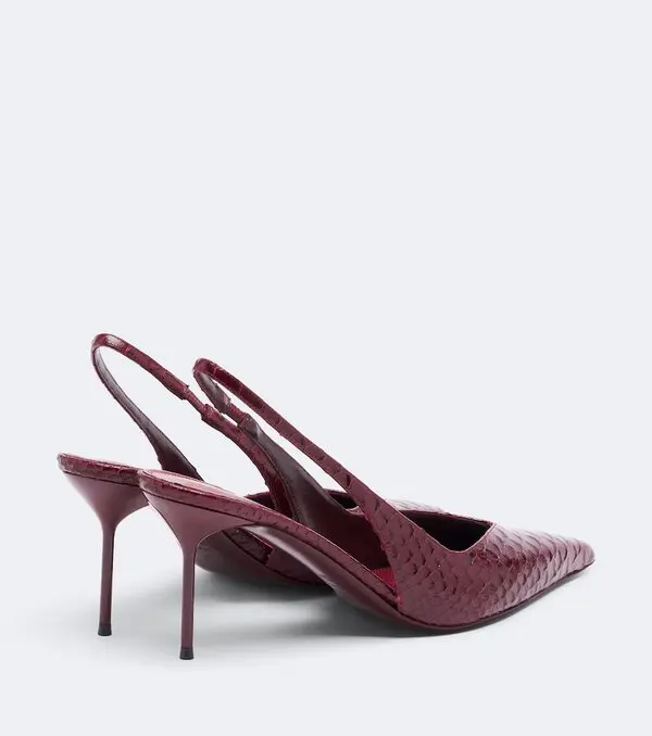 Paris Texas Lidia Snake-effect Leather Slingback Pumps - Red