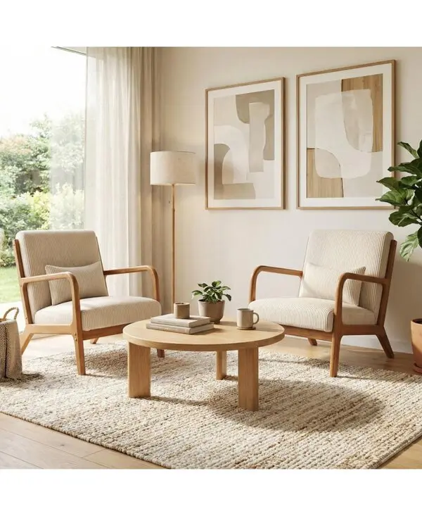 GOUUN Corduroy Accent Chair With A Lumbar Support Pillow