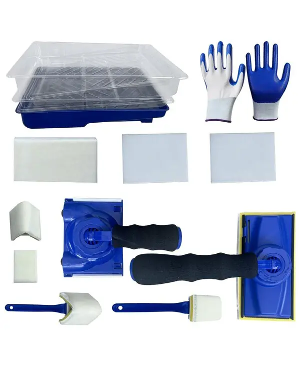 XDOVET Paint Edger Tool Kit 360degree Handle Trimmer Wall Ceiling Refill Pads Gloves Trays