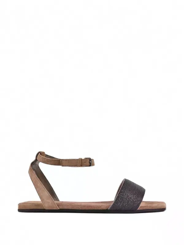 Brunello Cucinelli Bead-embellished Leather Sandals