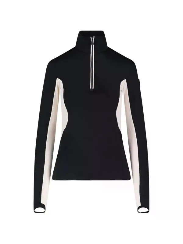 Moncler Panelled Half-zip T-shirt - Black