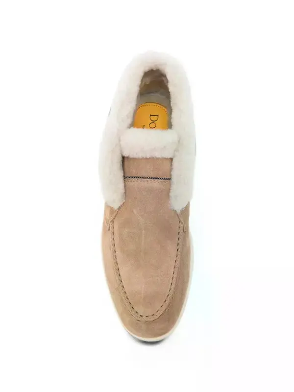 DOUCAL'S Shearling-trim Suede Loafers