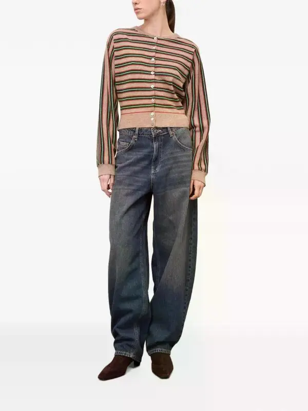 OTTOD'AME Striped Button-front Cardigan