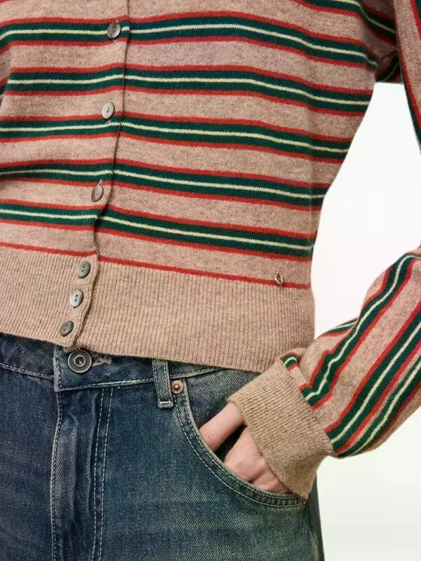 OTTOD'AME Striped Button-front Cardigan