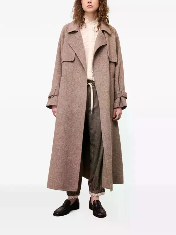 OTTOD'AME Herringbone-weave Belted Coat