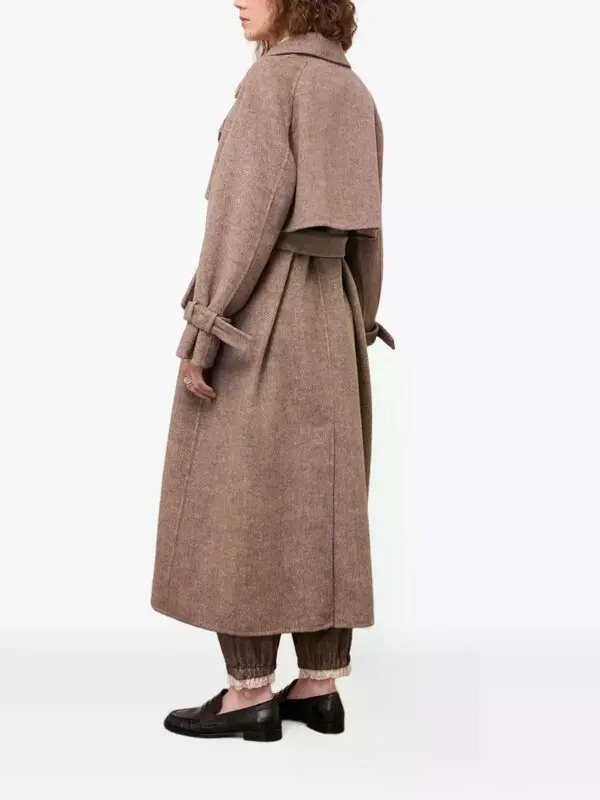 OTTOD'AME Herringbone-weave Belted Coat