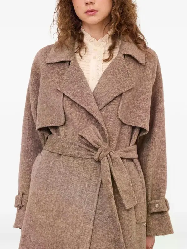 OTTOD'AME Herringbone-weave Belted Coat