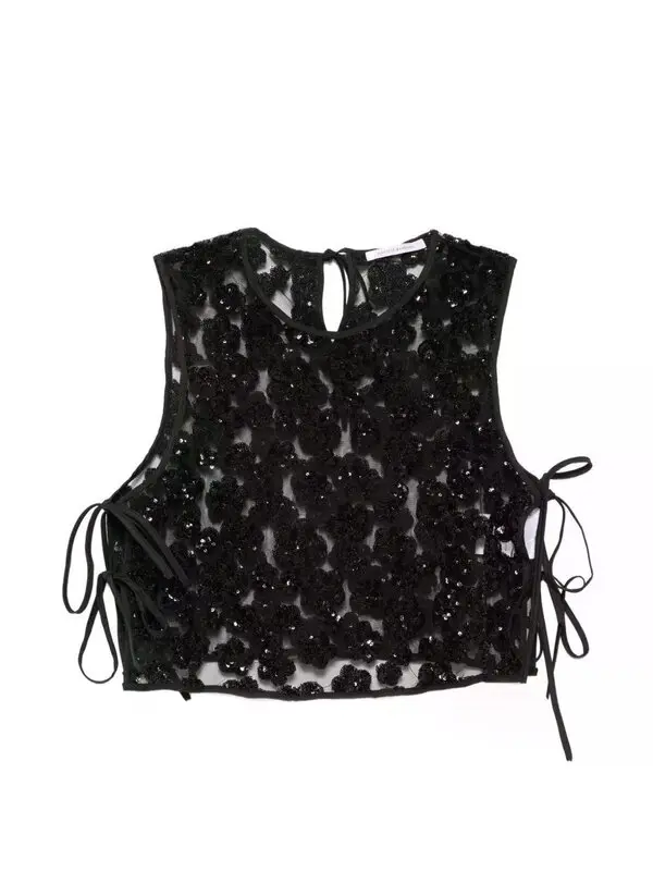 Cecilie Bahnsen Feeba Sequin-embellished Floral Top