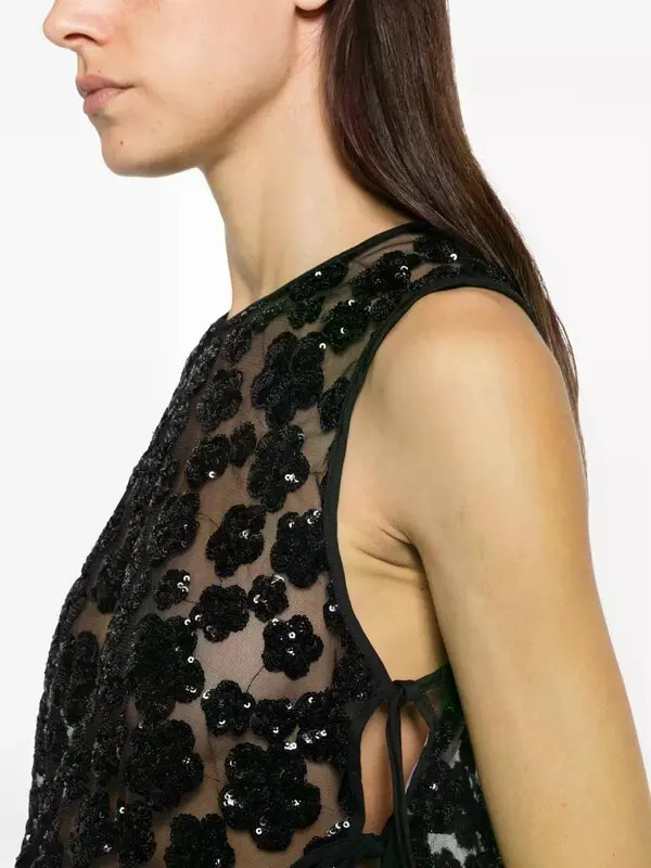 Cecilie Bahnsen Feeba Sequin-embellished Floral Top