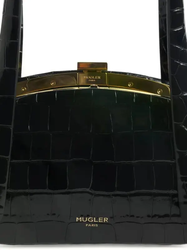 MUGLER Crocodile-embossed Lua Shoulder Bag