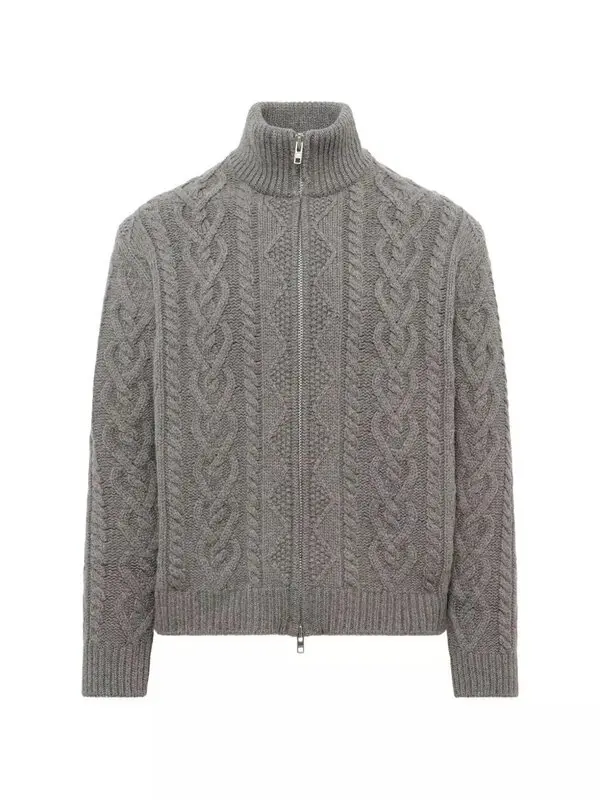 VOWELS Cable-knit Zip-up Cardigan