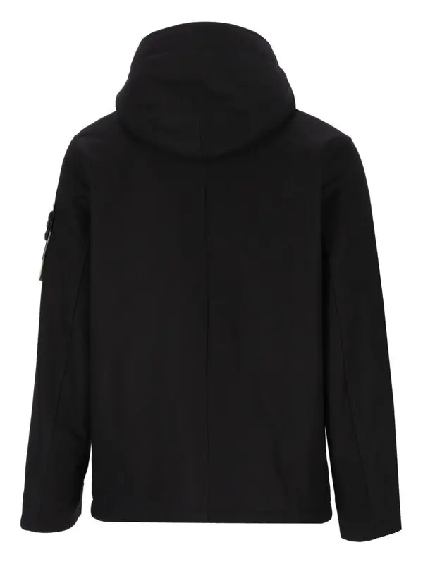Stone Island Cloth Hooded Coat - Black
