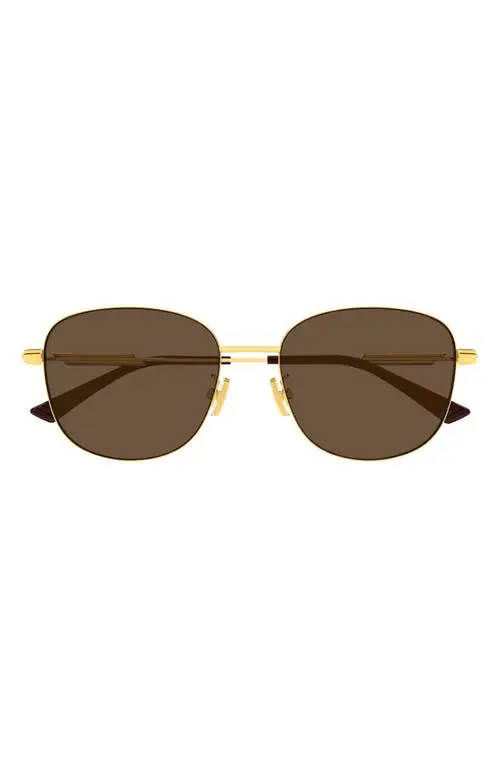 Bottega Veneta Bv1517sa 56mm Gradient Round Sunglasses - Gold