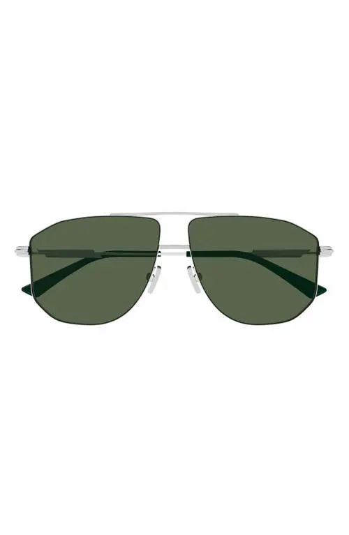 Bottega Veneta Bv1509s 59mm Polarized Gradient Navigator Sunglasses - Silver