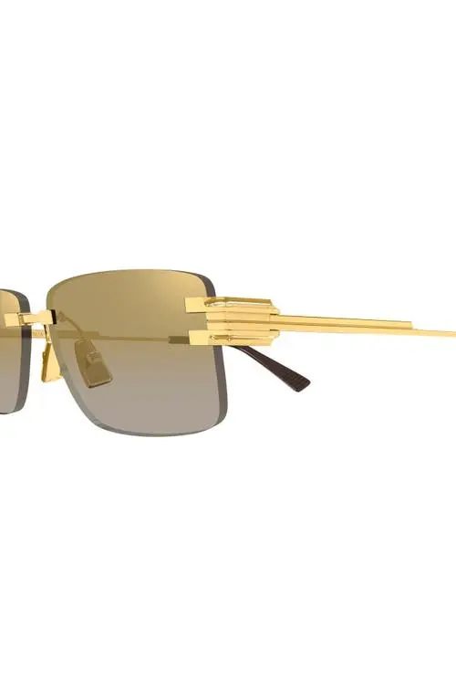 Bottega Veneta Bv1511s 58mm Gradient Rectangular Sunglasses - Gold Mirror
