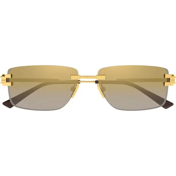 Bottega Veneta Bv1511s 58mm Gradient Rectangular Sunglasses - Gold Mirror