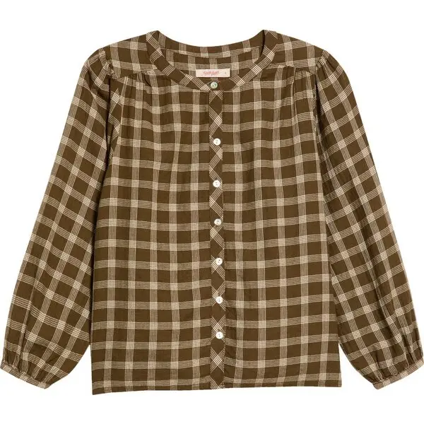 Marine Layer Millie Plaid Wool Blend Top