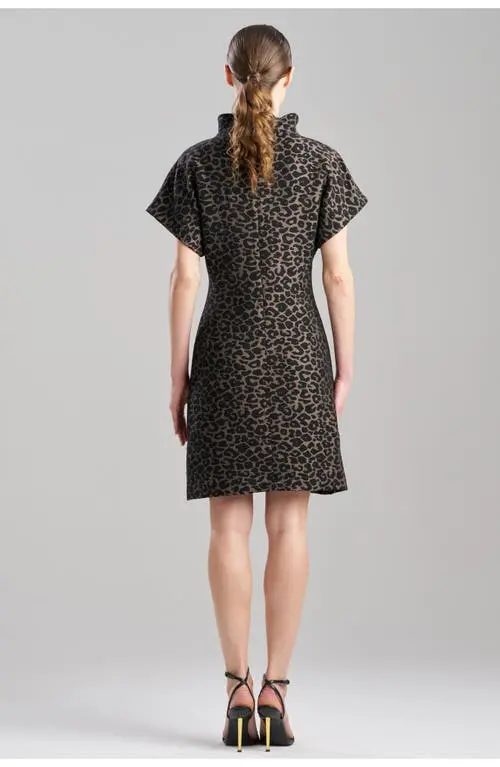 Natori Leopard Jqd Funnel Neck Dress