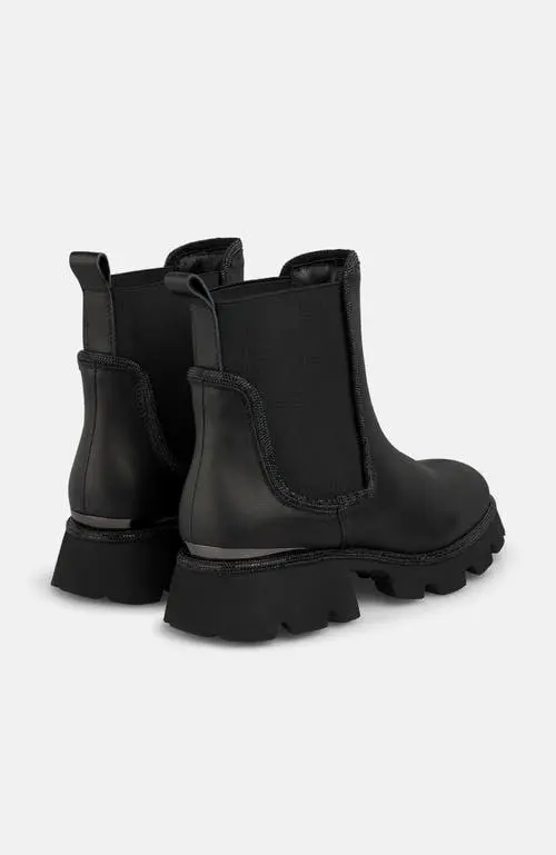 ALMA EN PENA Rhinestone Track Bootie - Black