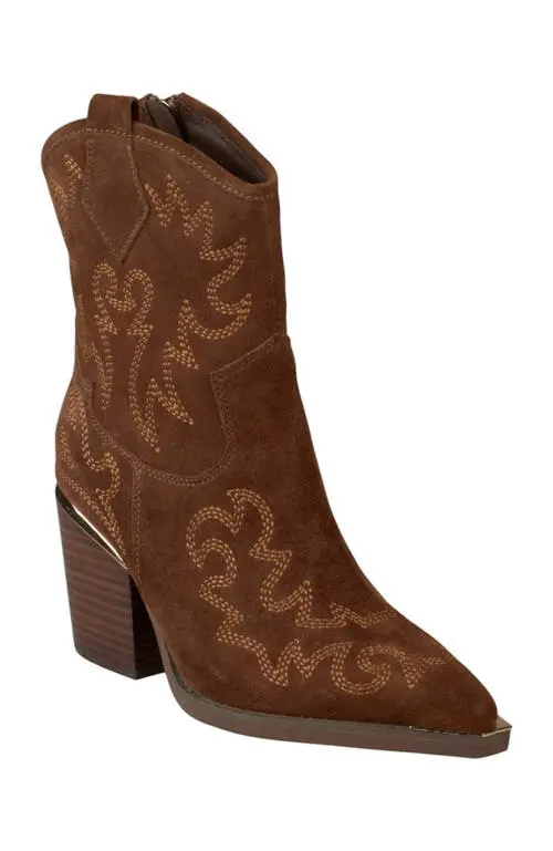 ALMA EN PENA Embroidered Heeled Ankle Boots - Camel