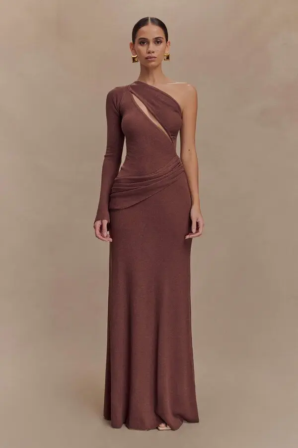 Meshki Alexius One Shoulder Knit Maxi Dress