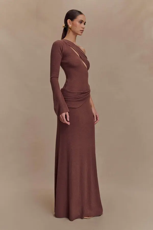 Meshki Alexius One Shoulder Knit Maxi Dress
