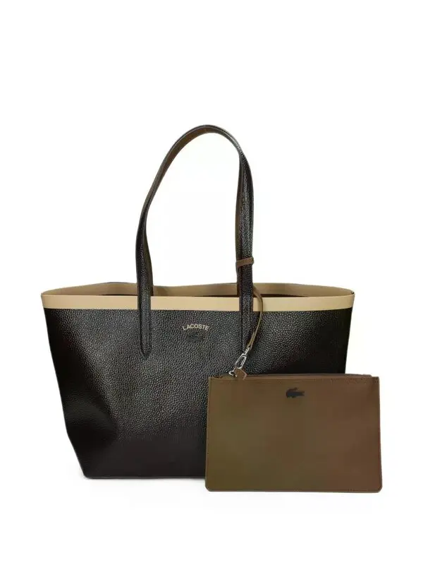 Lacoste Grainy-effect Contrast-trim Tote Bag