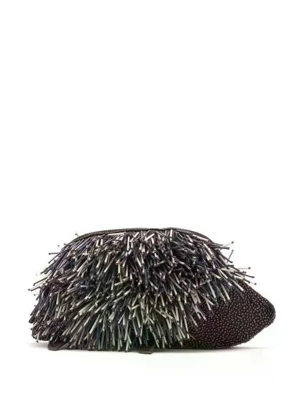 Staud Porcupine Beaded Clutch Bag - Black