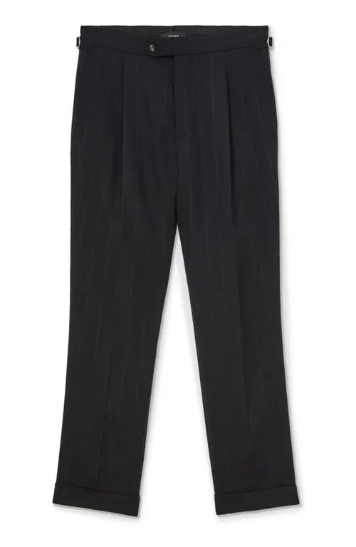 REISS Valley Pinstripe Pleated Wool Formal Trousers