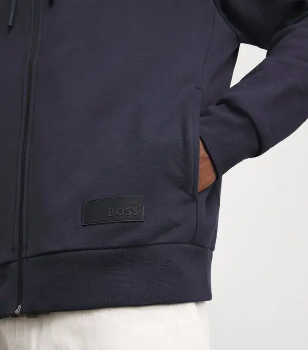 BOSS Cotton-blend High-neck Zip Hoodie