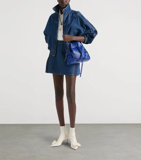 Givenchy Small Leather Voyou Bucket Bag - Blue