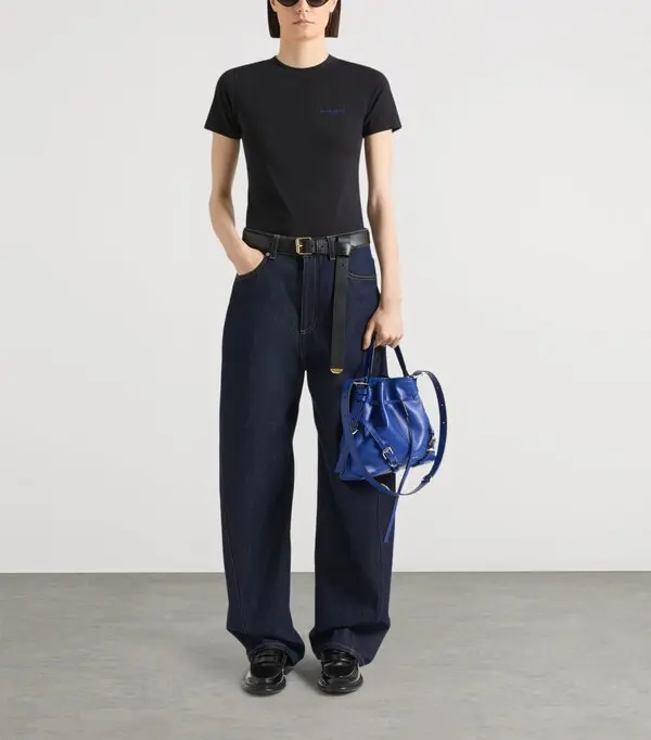 Givenchy Small Leather Voyou Bucket Bag - Blue