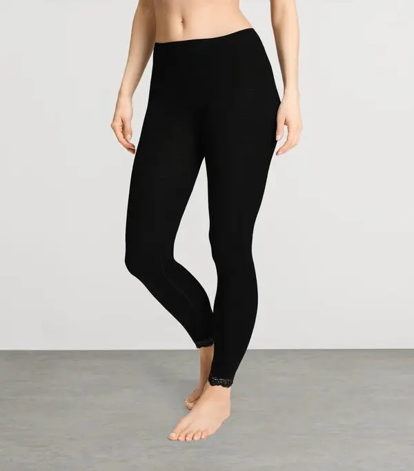 Hanro Wool-silk Lace-hem Leggings