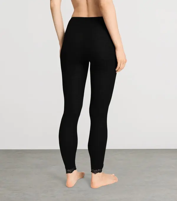 Hanro Wool-silk Lace-hem Leggings
