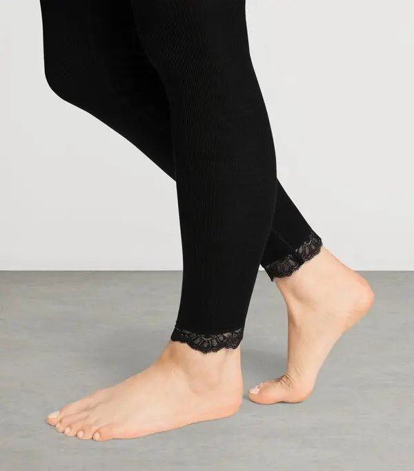Hanro Wool-silk Lace-hem Leggings